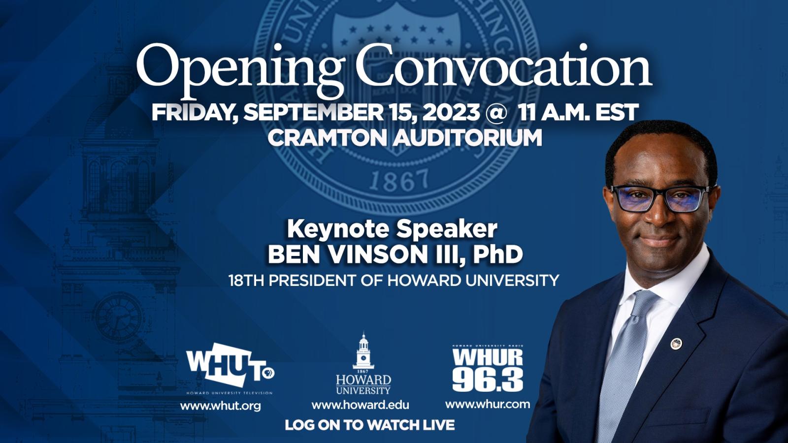 Howard University to Celebrate 156th Opening Convocation with President Ben Vinson III as ...